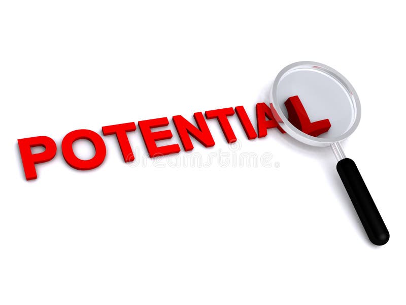 Potential with Magnifying Glass on White Stock Illustration ...