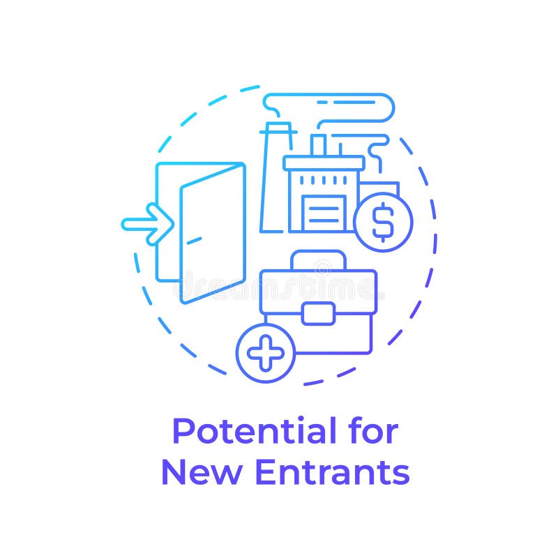 Potential for New Entrants Blue Gradient Concept Icon Stock Vector ...
