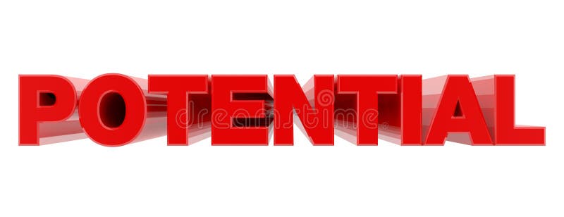 POTENTIAL Red Word on White Background Illustration 3D Rendering Stock ...