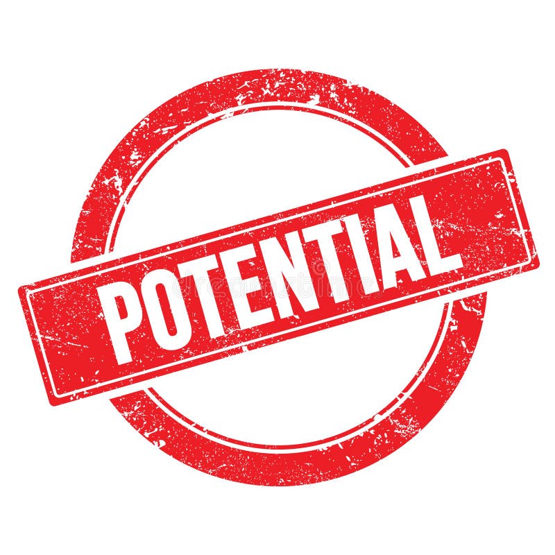 POTENTIAL Text on Red Grungy Round Stamp Stock Illustration ...