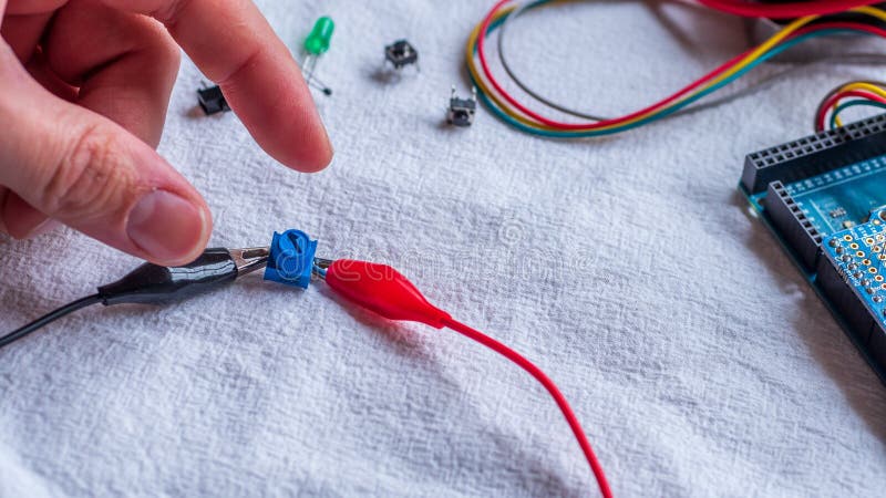 Potentiometer In Use As Part Of A Microcontroller Build Stock Image Image Of Electric