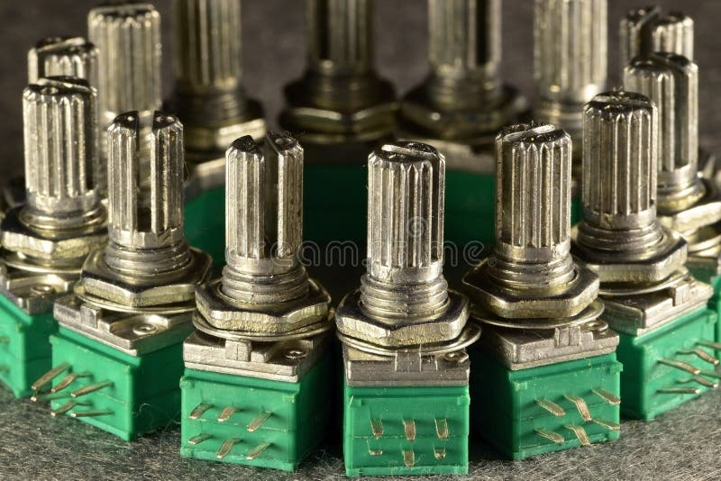 Variable Resistors on White Background. Stock Photo - Image of closing ...