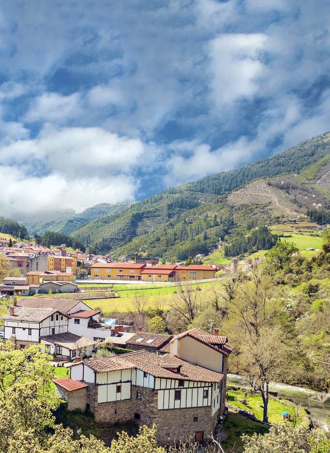 Potes village stock image. Image of hill, cantabrian - 181904503