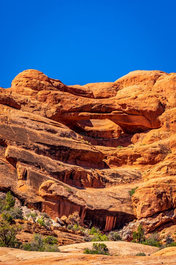 Pothole Arch Rock Canyon Arches National Park Moab Utah Stock Photo ...