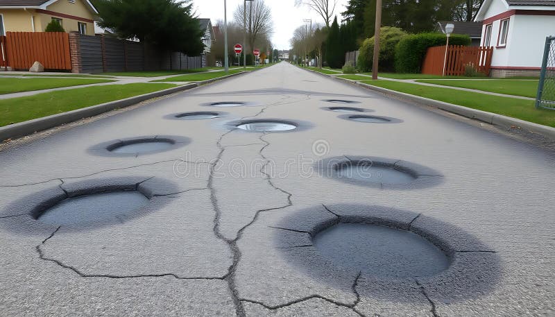 Pothole-filled Road, Depicting Infrastructure Issues and Road ...