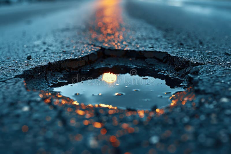 Pothole, Hole in the Asphalt on the Roadway Stock Image - Image of ...