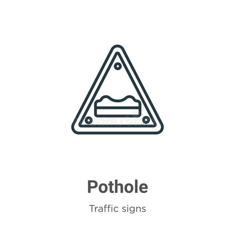 Pothole Outline Vector Icon. Thin Line Black Pothole Icon, Flat Vector ...