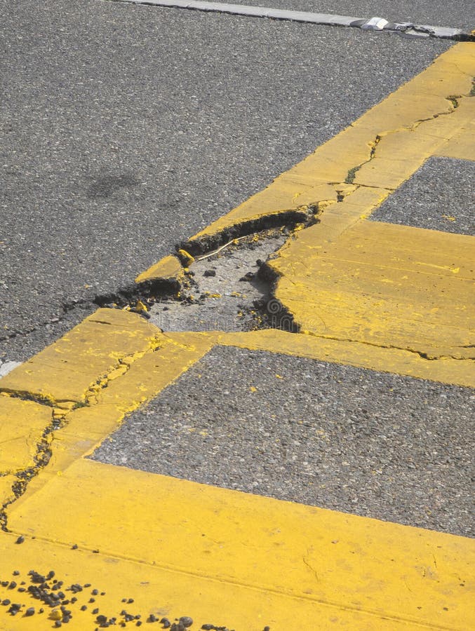 Pothole on the Pedestrian Crossing on the Road Stock Photo - Image of ...