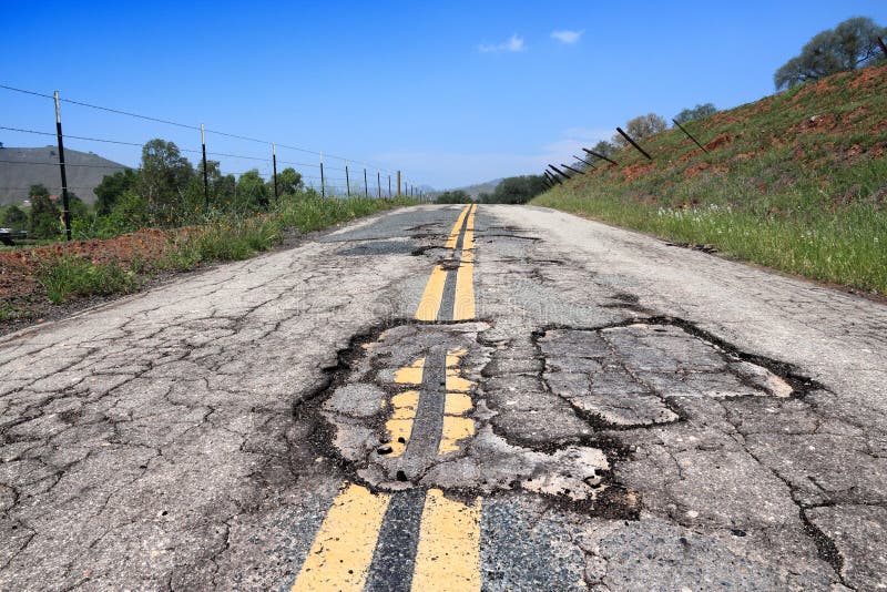 Bad Road Surface in California Stock Photo - Image of drive, aged ...