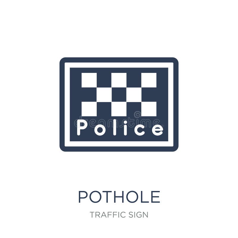 Pothole Sign Icon. Trendy Flat Vector Pothole Sign Icon on White Stock Vector - Illustration of ...