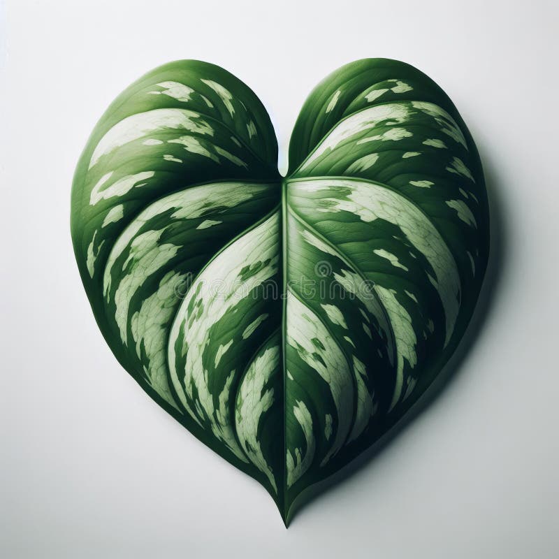 Pothos Leaf Heart Shaped with a Marbled Pattern and a Variegted Stock ...
