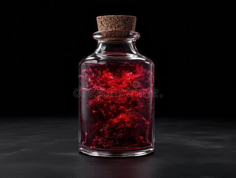 A Potion Bottle Filled with a Mysterious Red Liquid. Stock Illustration ...