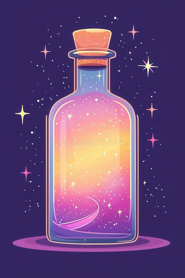 Potion Bottle Flat Design Front View Halloween Theme Cartoon Drawing ...