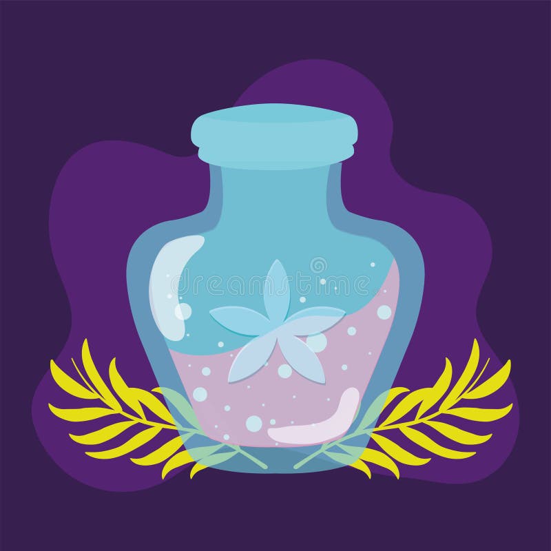 Potion Bottle with a Flower on Dark Background Vector Stock Vector ...