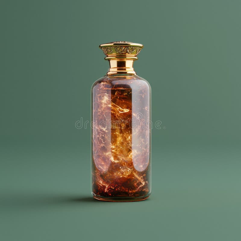 A Potion Bottle with Golden Liquid Inside. Stock Illustration ...