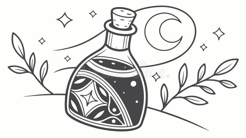 Potion Bottle with Moon, Magic and Alchemy, Vector Design Generative AI ...