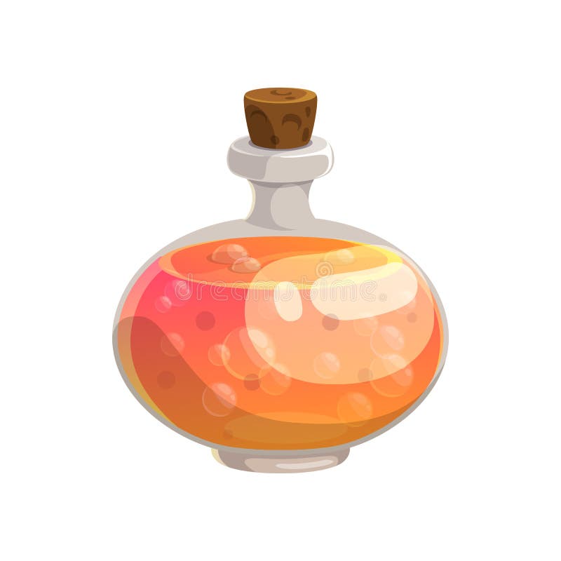 Potion Bottle with Orange Boiling Liquid, Icon Stock Vector ...