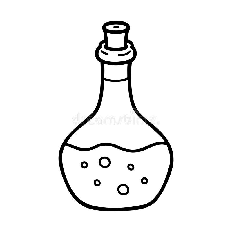 Potion Bottle Outline Icon Doodle Stock Vector - Illustration of potion ...