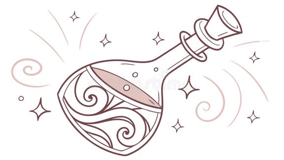 Potion Bottle with Swirling Liquid, Magical Elixir, Vector Design ...