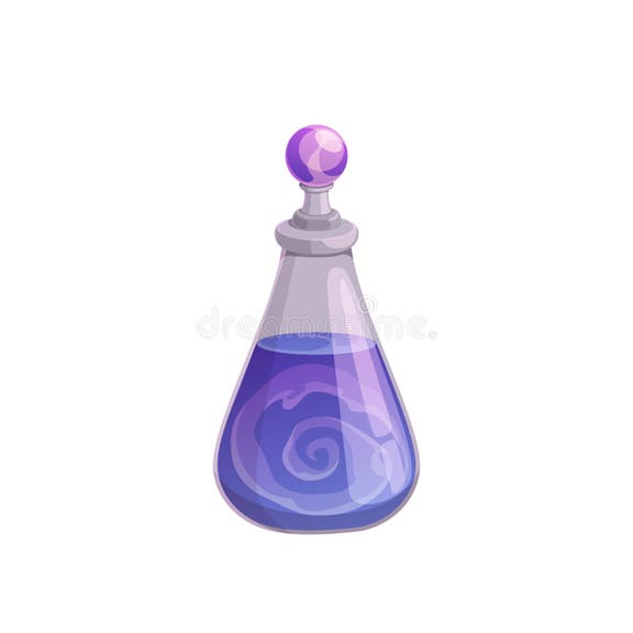 Potion Bottle with Vortex in Purple Liquid, Icon Stock Vector - Illustration of alchemy, icon ...