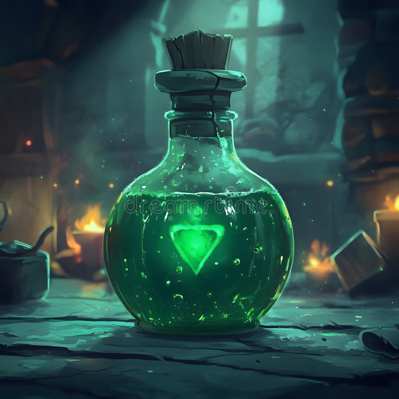 Potion Cartoon Bottle of Elixir. Magic Herbal Liquid Stock Illustration ...