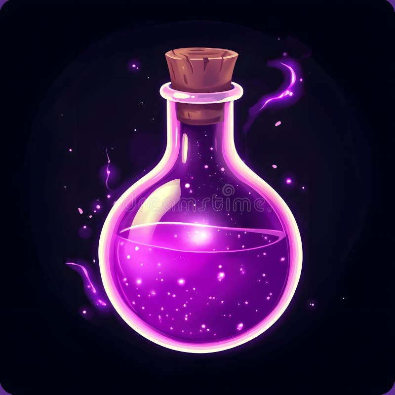 Potion Cartoon Bottle of Elixir. Magic Herbal Liquid Stock Illustration ...