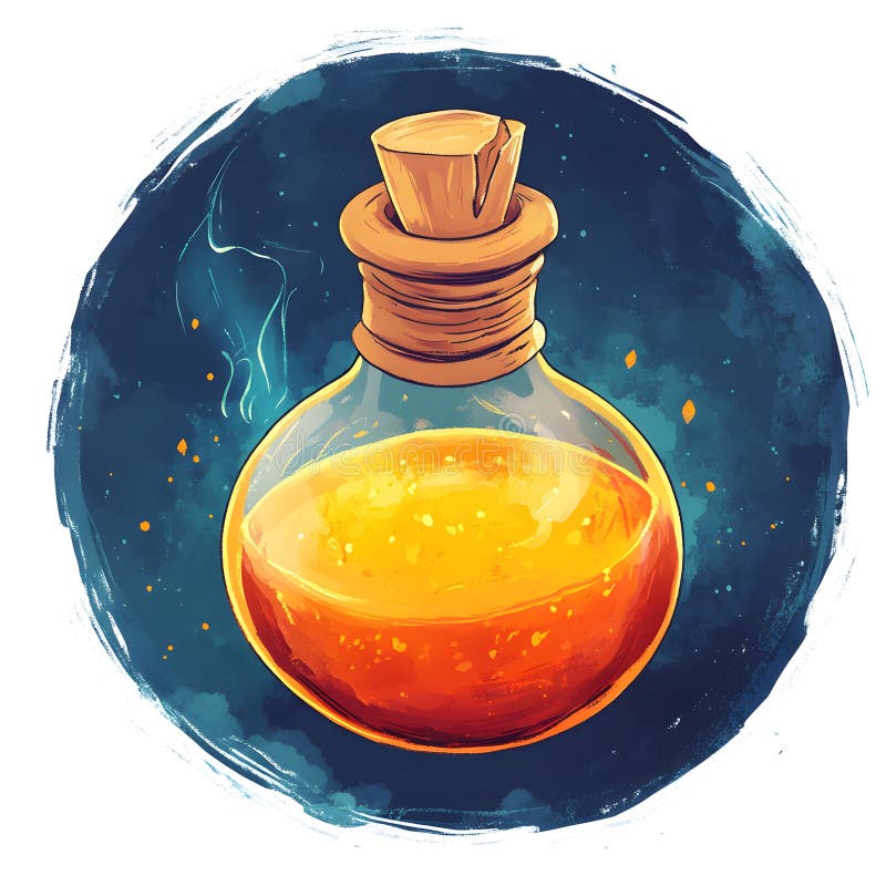 Potion Cartoon Bottle of Elixir. Magic Herbal Liquid Stock Illustration ...
