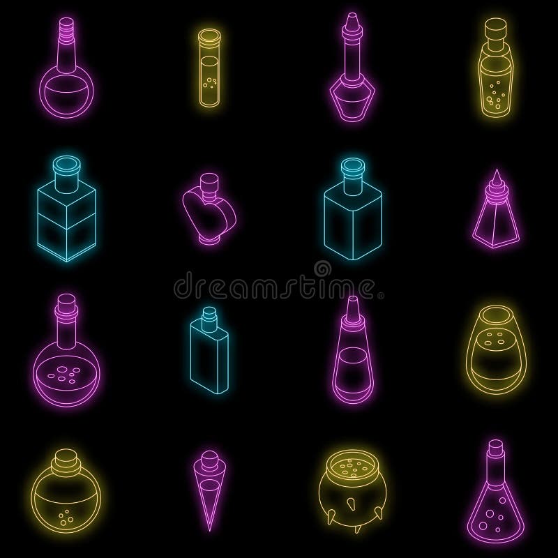 Potion Icons Set Vector Neon Stock Vector - Illustration of icons ...