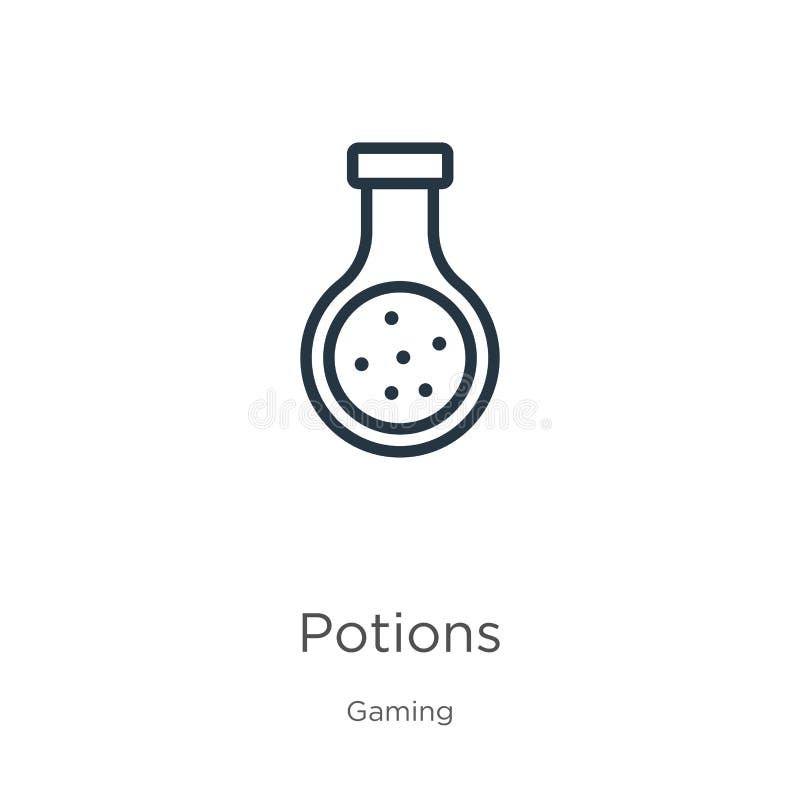 Two Potions Thin Line Icon. Flask and Tube with Elixir and Hearts ...
