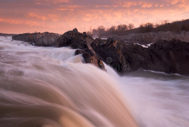 Potomac River Sunrise Great Falls Park Stock Photo - Image of exposure ...
