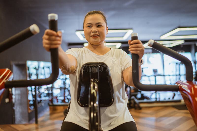 Potrait Asian Woman Doing Exercise in Gym Stock Image - Image of energy ...