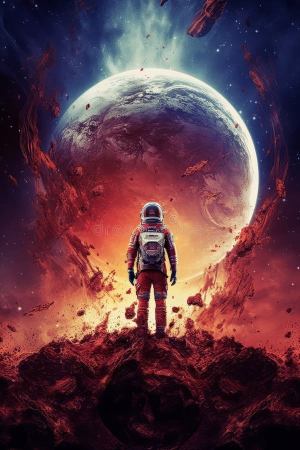 Astronaut Alone on Alien Planet. Generative AI Stock Illustration ...