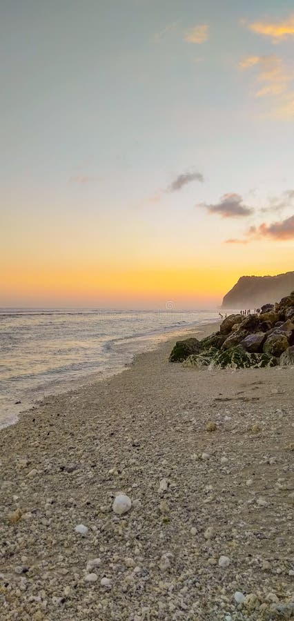 Potrait Beach View with Sunset Stock Photo - Image of morning, coast ...
