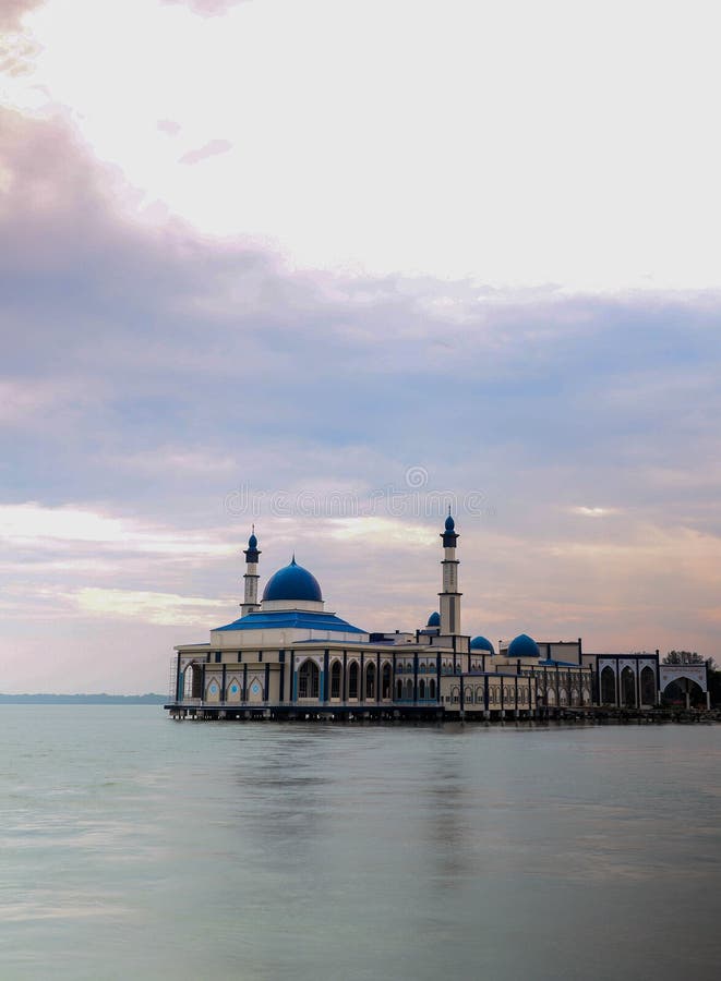 Potrait of a Floating Mosque on the River Stock Image - Image of ...