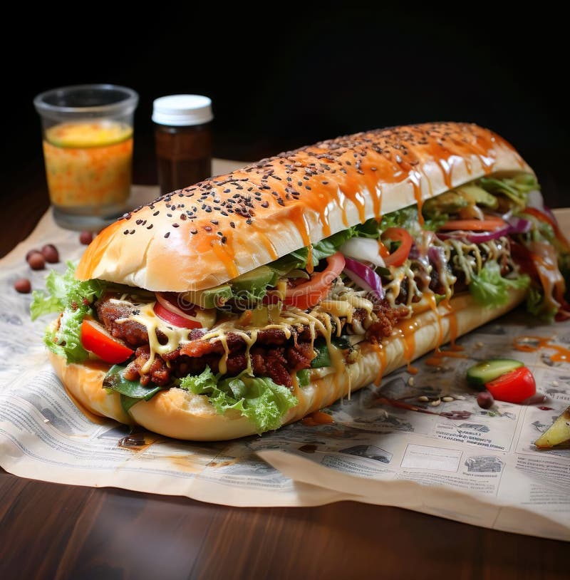 Potrait of Hot Dog with Full of Daging Stock Illustration ...