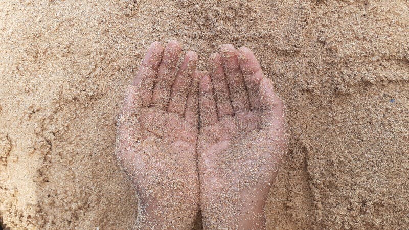 Potrait Kids Hand and Beach Sand Stock Image - Image of hand, sand ...