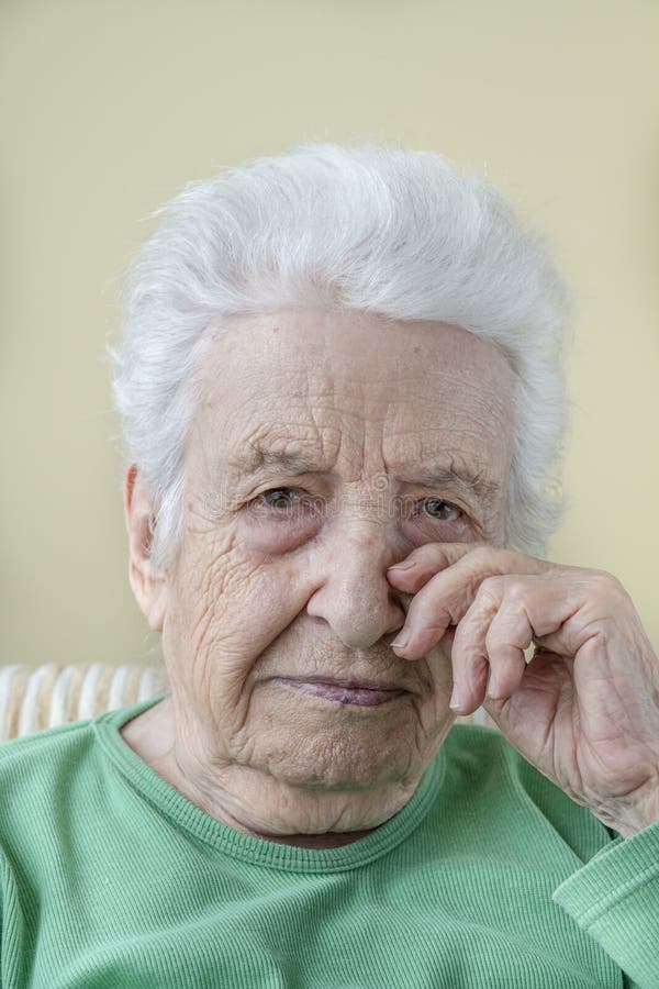 Potrait of an Old Sad Woman Crying Stock Photo - Image of aged ...