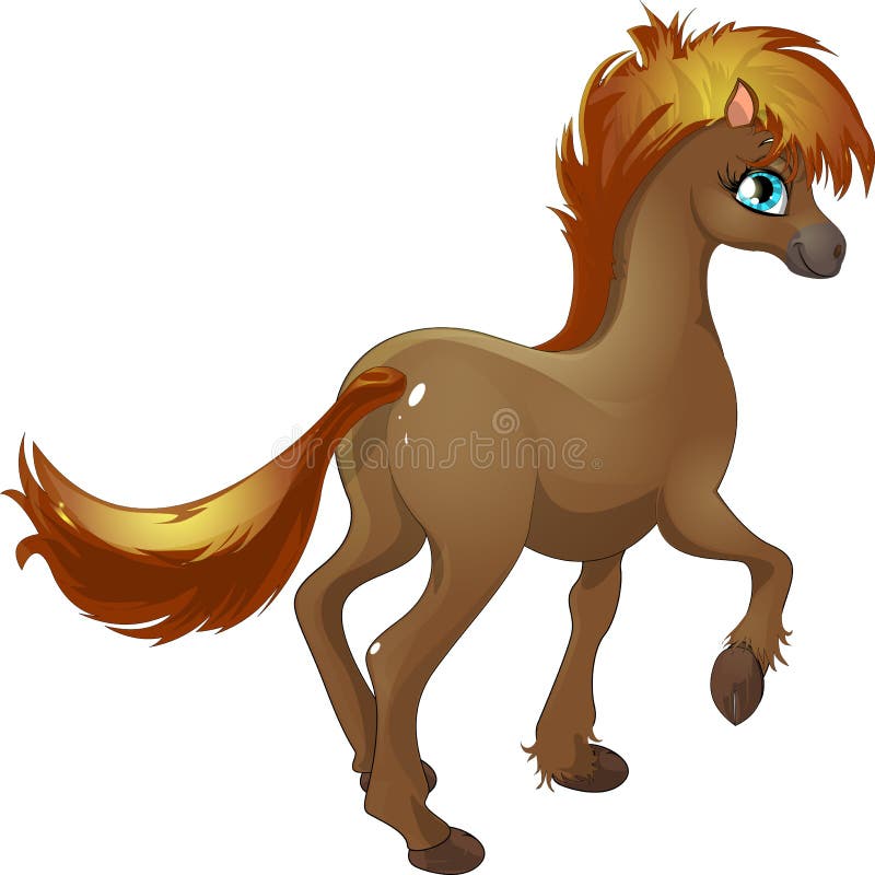 Conjunto Del Potro Amarillo Lindo De La Historieta Ilustración del ...