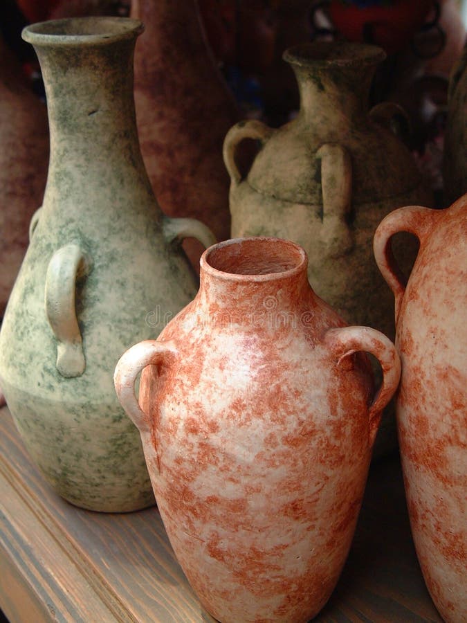 Pottery pots and vases stock image. Image of pottery, clay - 4443653