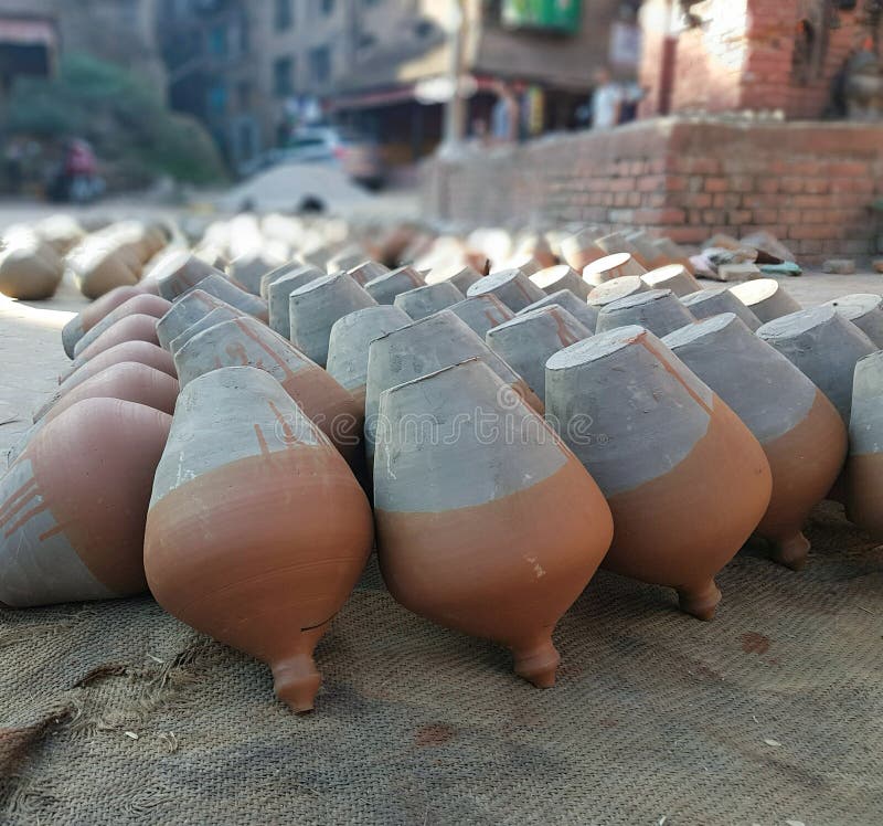 Pots drying stock image. Image of pottery, bhaktapur - 83083699