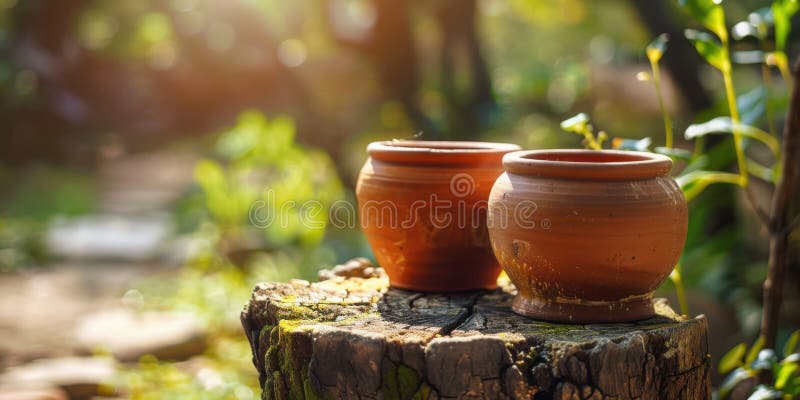Pots in Forest stock photo. Image of texture, rustic - 372468452