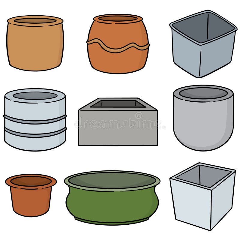 Vector set of pots cartoon stock vector. Illustration of artwork ...