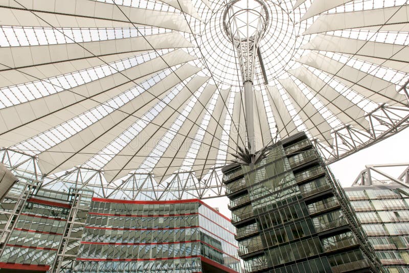 Roof of Sony Center in Berlin Stock Photo - Image of company, metal ...