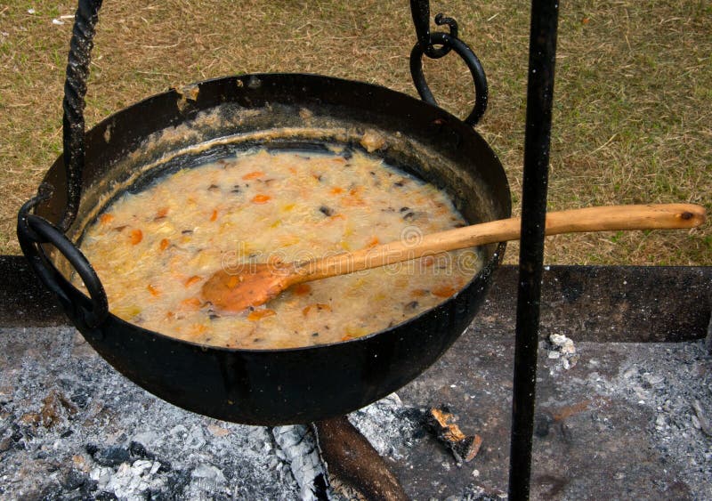 Pottage stock image. Image of open, fire, iron, pottage - 96643205