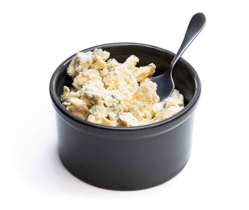 Potted Aged Blue Stilton Cheese Isolated on White Stock Image - Image ...