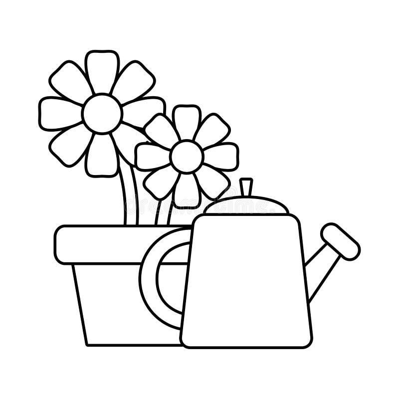 Potted Flowers Tool Gardening Stock Illustration Illustration Of