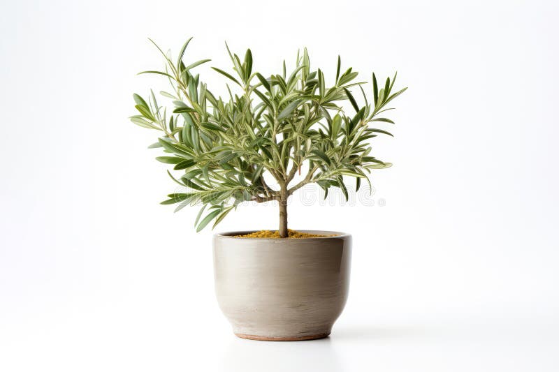 Potted Olive Tree on White Background. Generative AI Stock Illustration ...