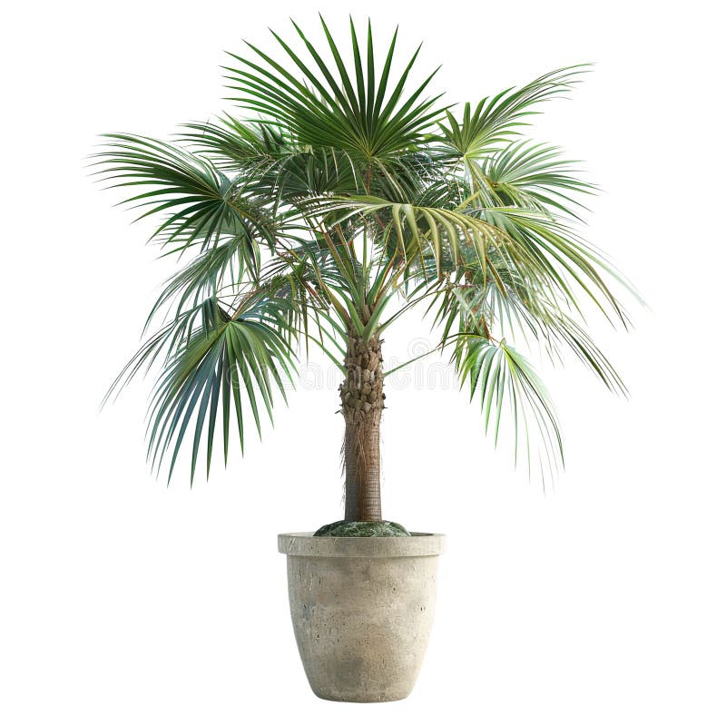 A Potted Palm Tree Isolated on a White Background Stock Illustration ...