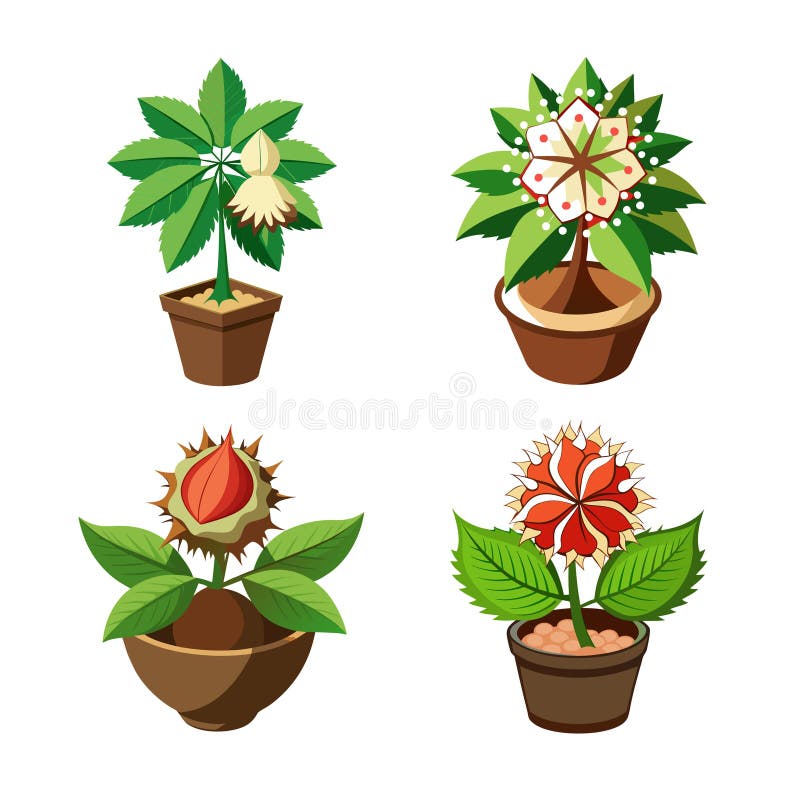 Potted Plant with Flower in a Pot Stock Vector - Illustration of ...
