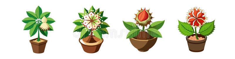 Potted Plant with Flower in a Pot Stock Vector - Illustration of design ...